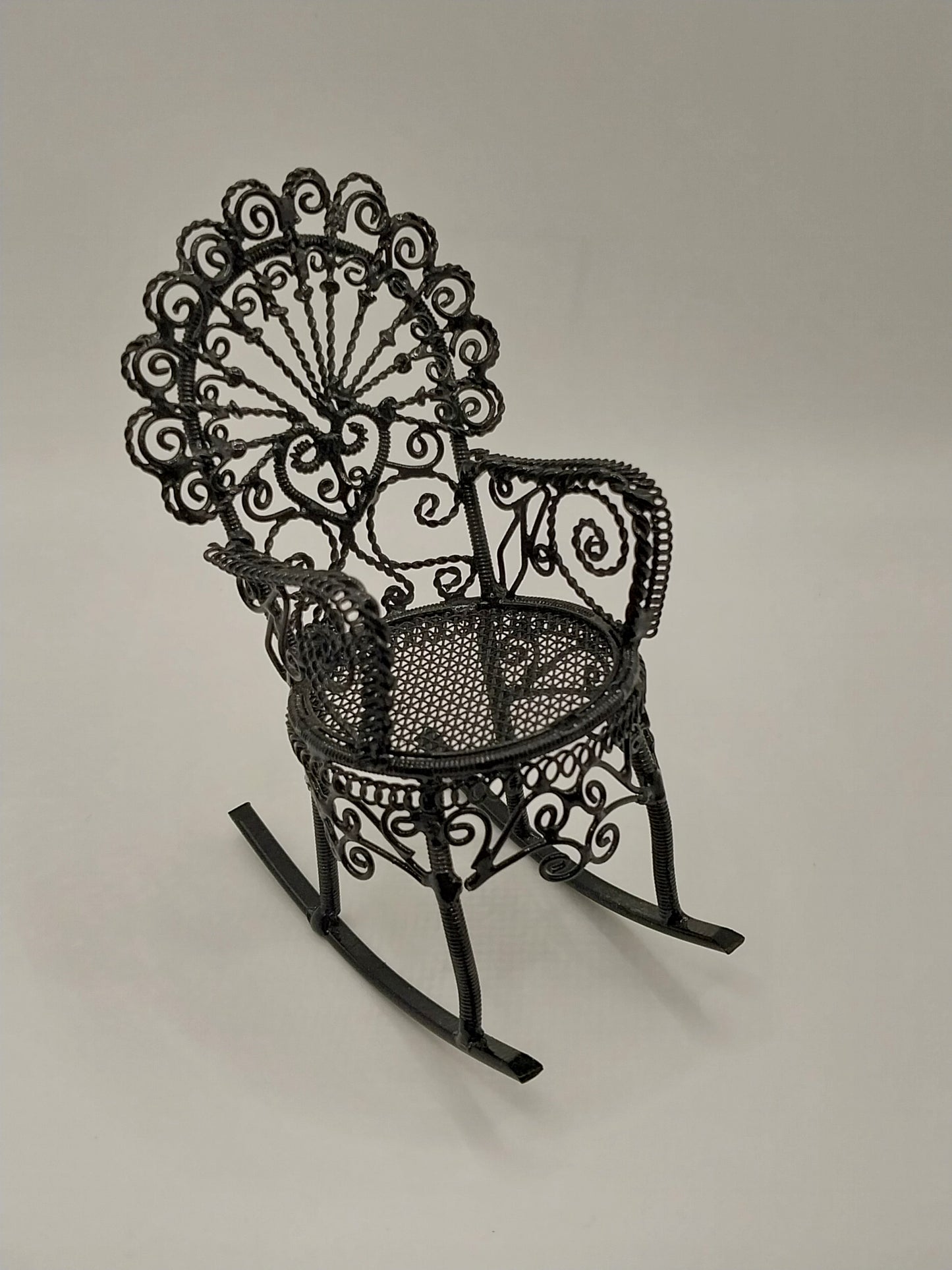 Fancy Wire Wicker Rocker, Black – Miniature Designs, Inc.