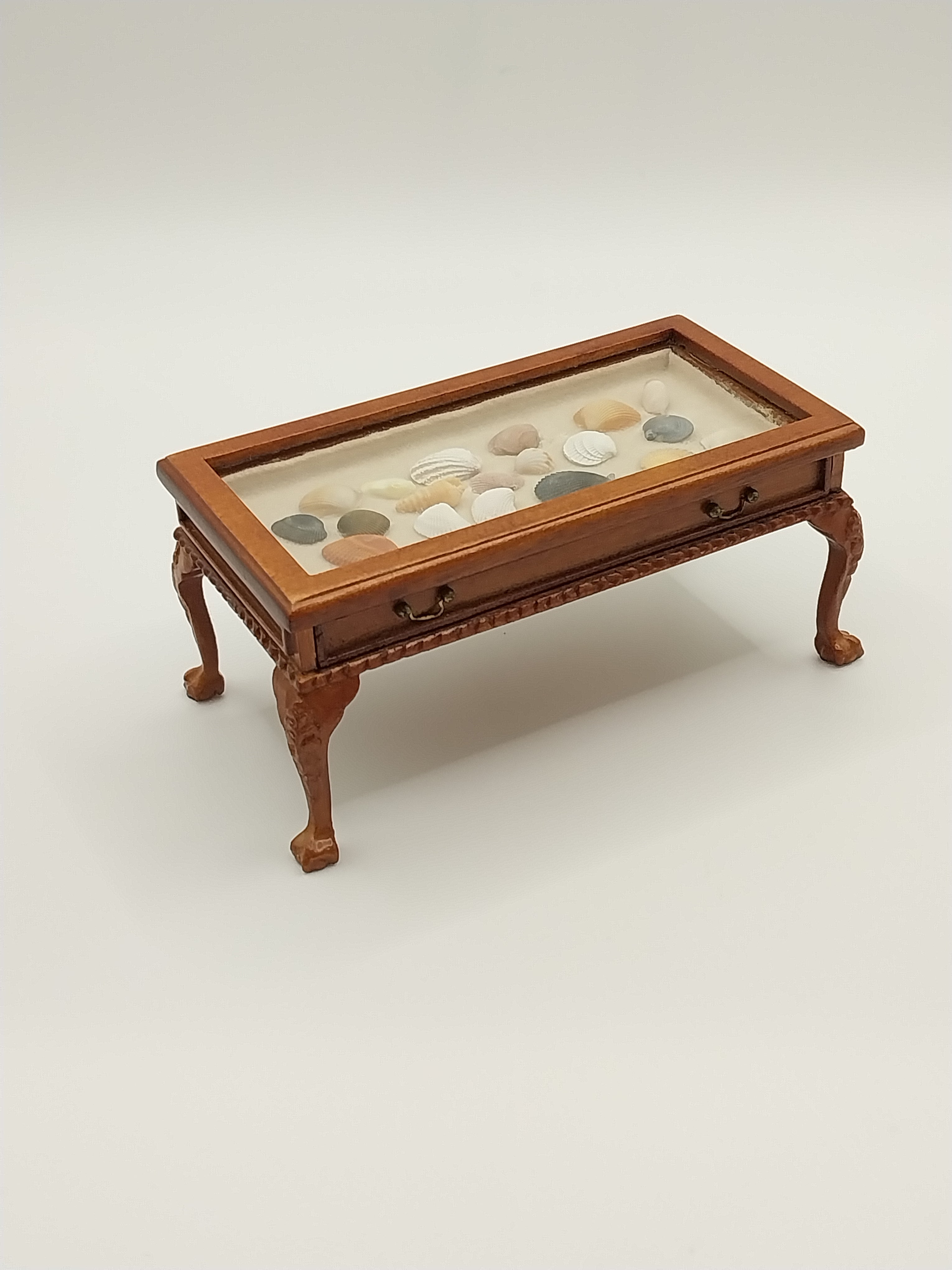 Vitrine Coffee Table Filled with Sea Shells, NWN – Miniature Designs, Inc.