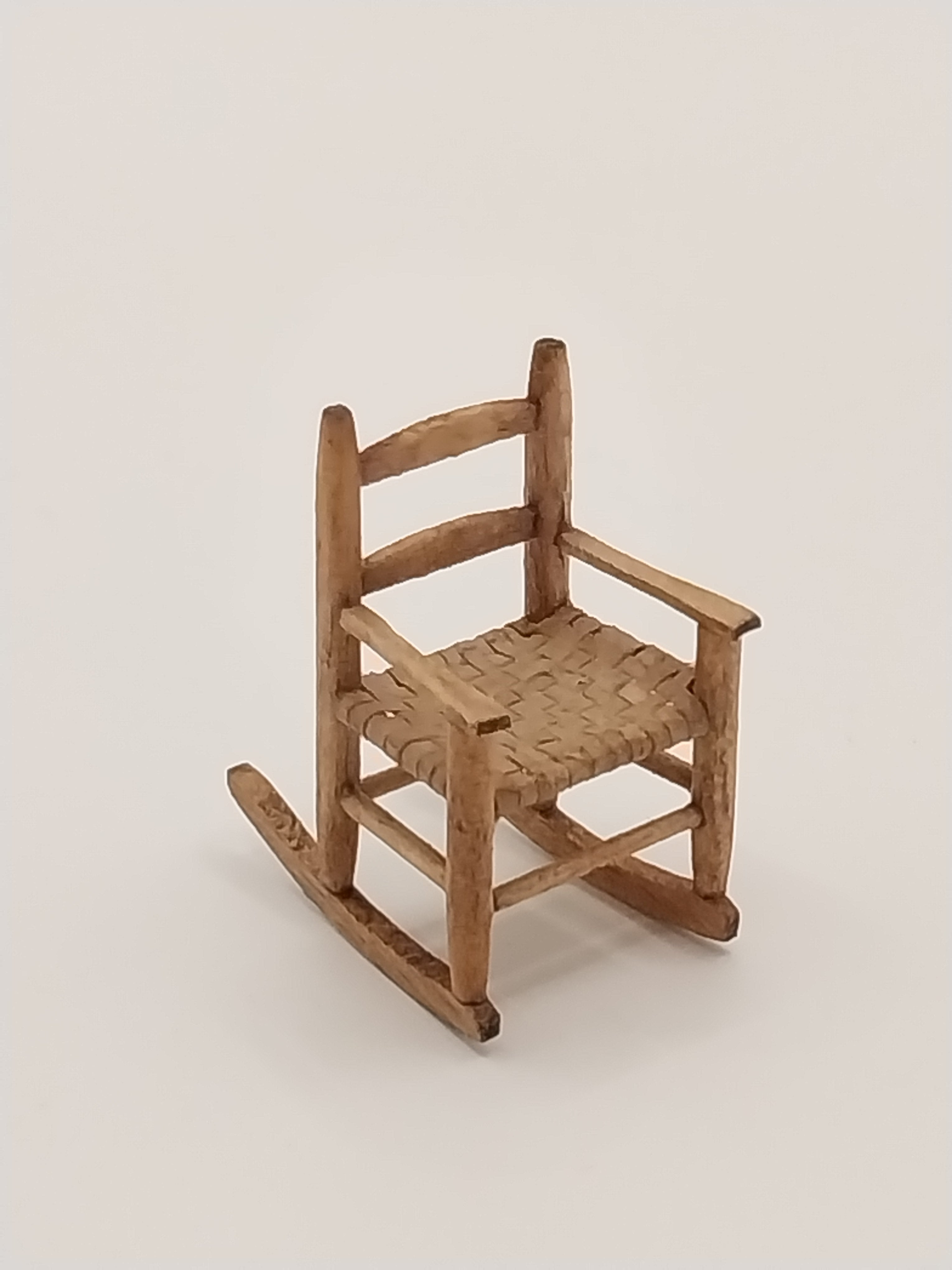 1/2" Scale Child Rocker With Woven Seat, Walnut – Miniature Designs, Inc.