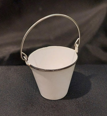 White Pail with Black Trim, Enamelware – Miniature Designs, Inc.