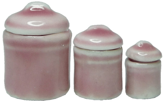 Pink Canister Set with Lid, 3pc – Miniature Designs, Inc.